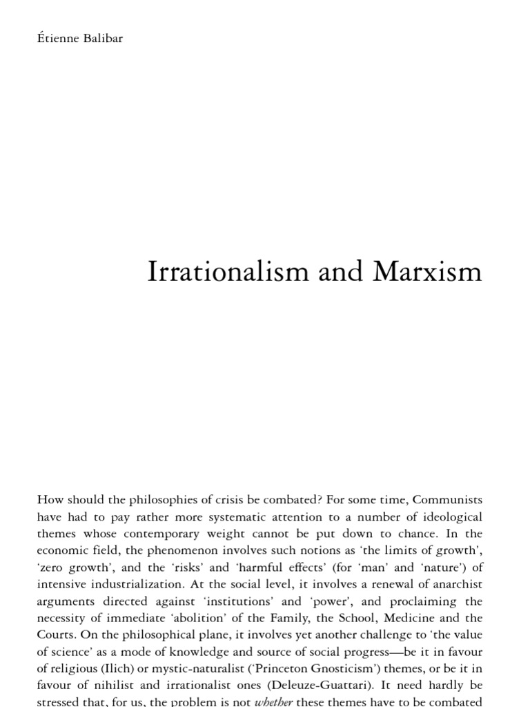 Balibar Irrationalism | PDF