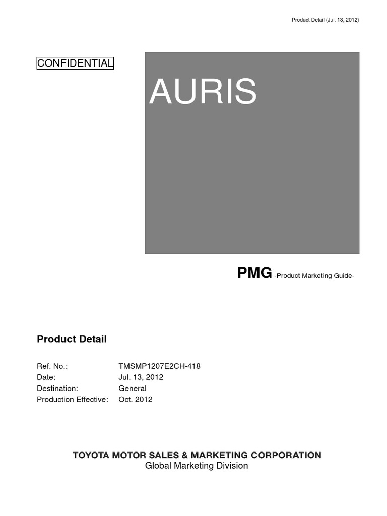 AURIS PMG Gen JUL12 | PDF | Airbag | Hybrid Vehicle