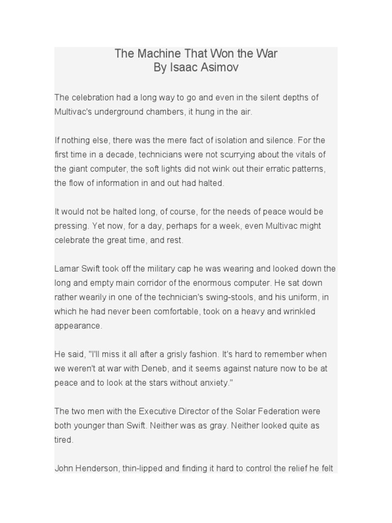 The Machine That Won The War | PDF | Unrest