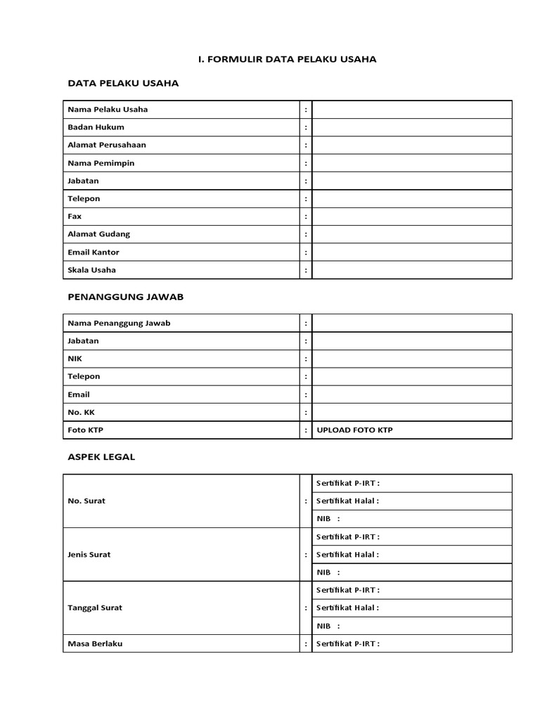 Formulir Sertifikat Halal | PDF
