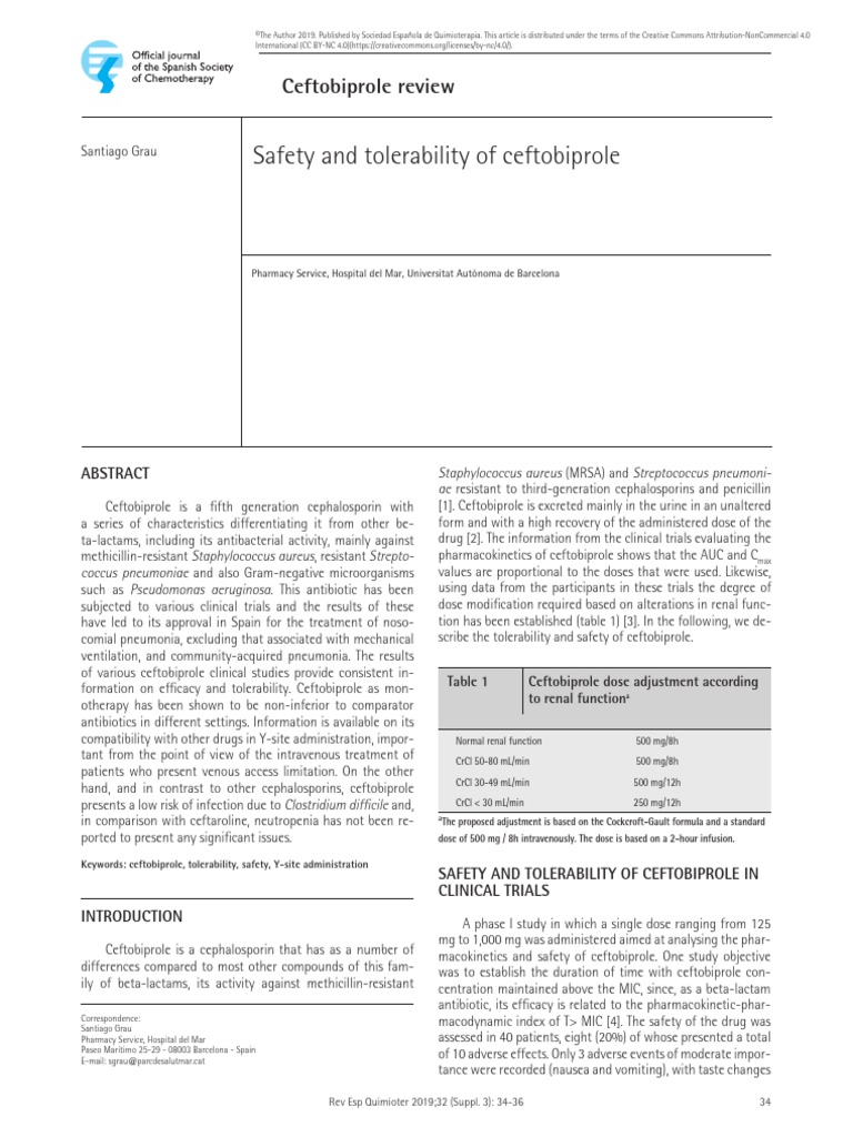 Ceftobiprol Toleranta PDF | PDF | Pharmacy | Medical Specialties