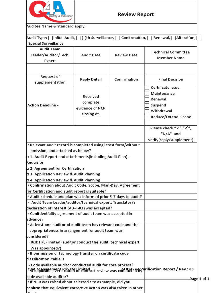 Audit Review Report Overview | PDF | Auditor's Report | Audit