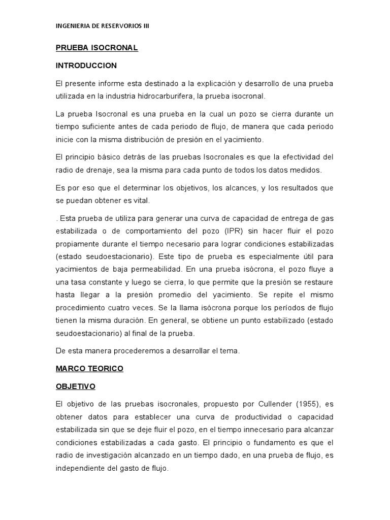 Prueba Isocronal en Pozos de Gas | PDF | Hidrocarburos | Petróleo