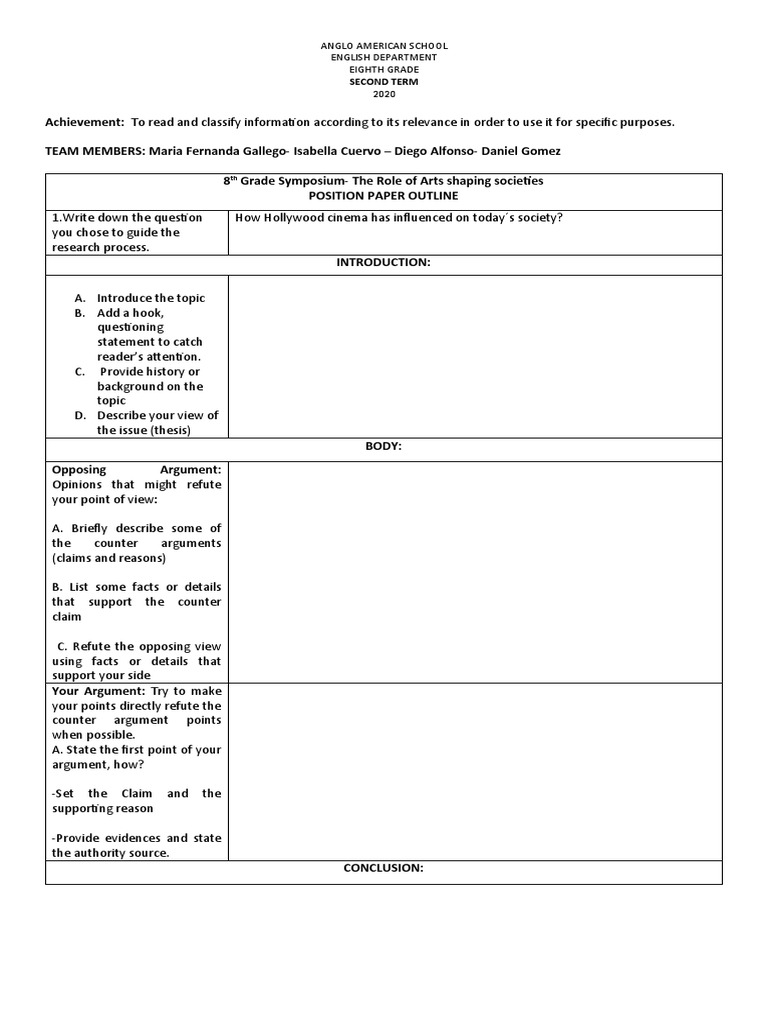 Position Paper Outline | PDF