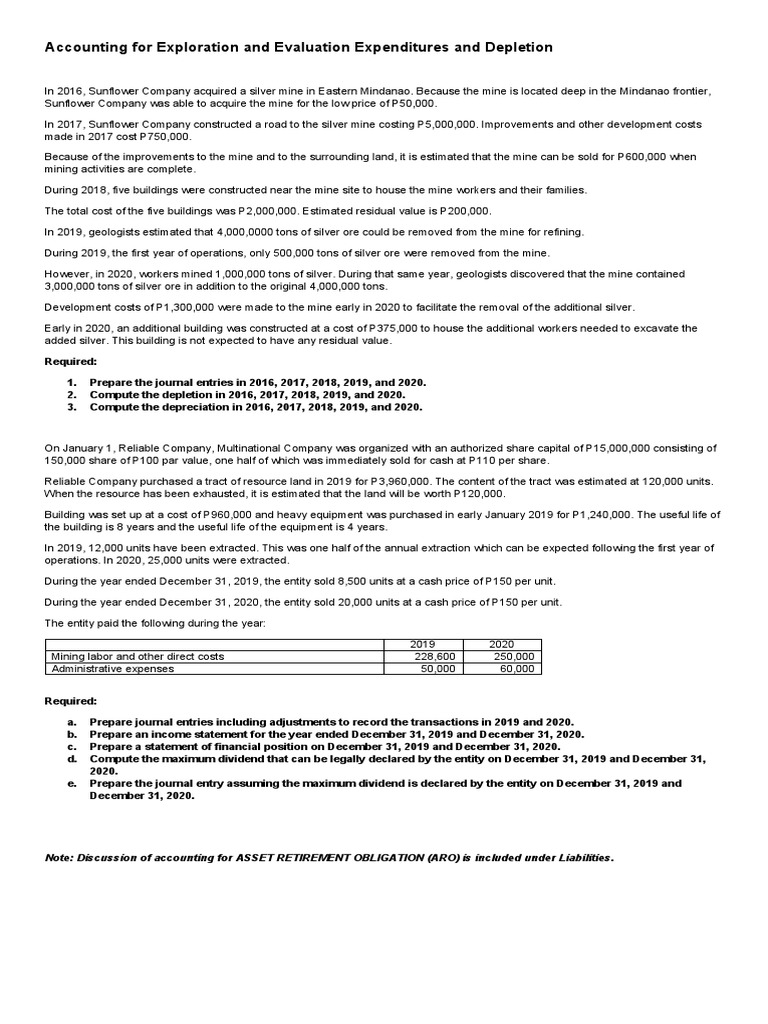 Accounting For Exploration and Evaluation Expenditures and Depletion ...