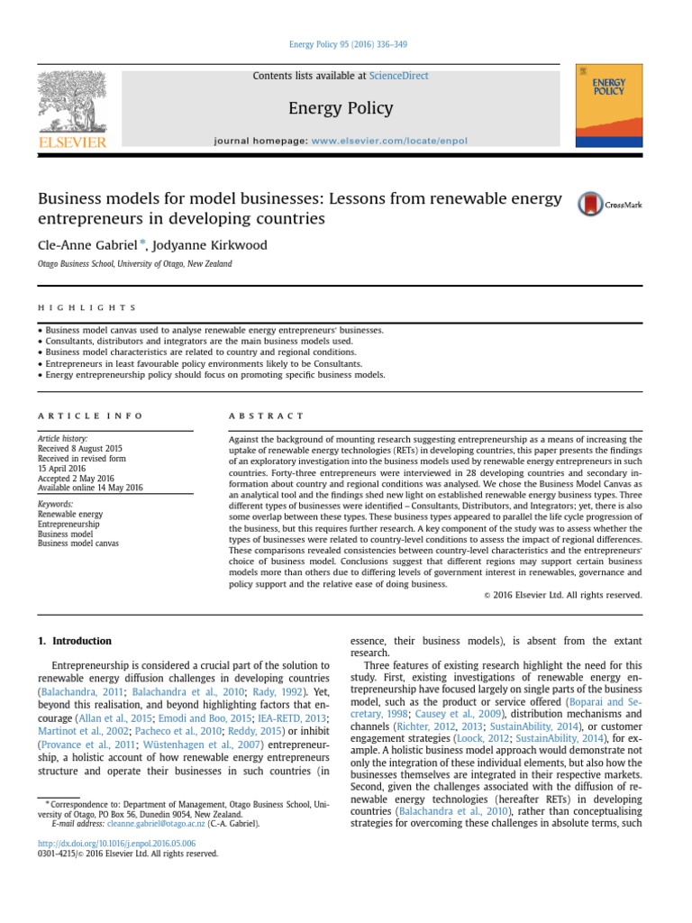 Renewable Energy Business Models Analysis | PDF | Business Model | Lean ...