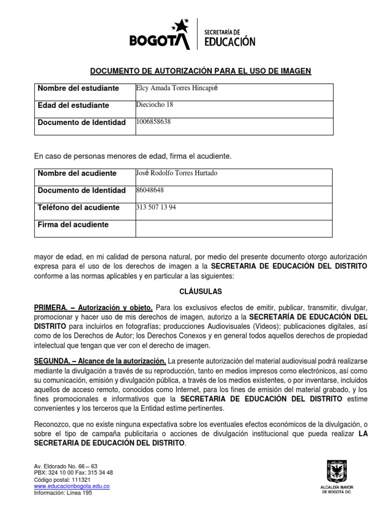Copia de Formato Autorización de Uso de Imagen SED 2020 - Amada Torres ...