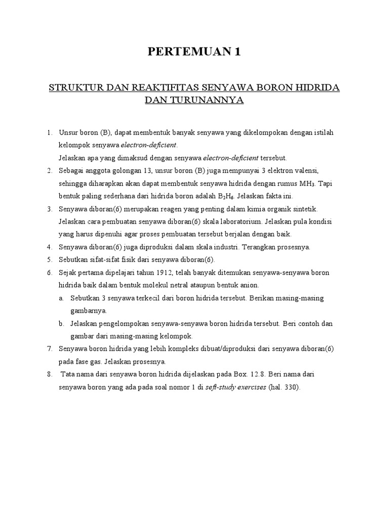 Struktur & Reaktivitas Boron Hidrida | PDF | Sains & Matematika