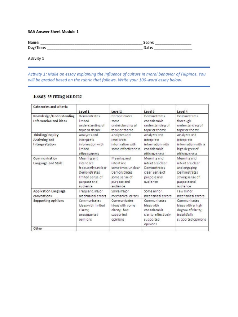 SAA Answer Sheet Module 1 | PDF | Career & Growth
