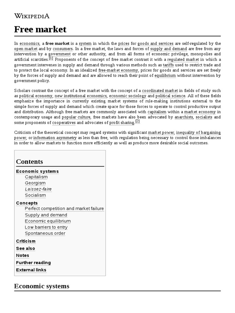 Free Market: Economic Systems | PDF | Free Market | Market Economy