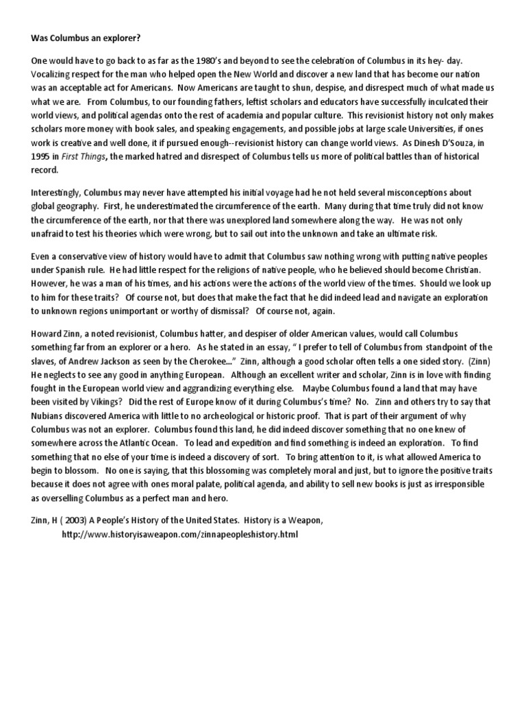 Columbus: Explorer or Revisionist Target? | PDF | Christopher Columbus ...