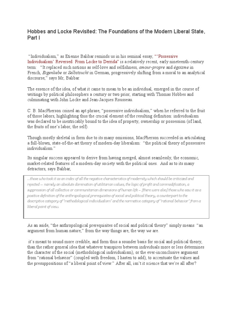 Hobbes and Locke Revisited | PDF | Individualism | John Locke