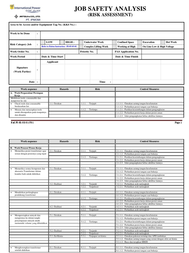 JSA - Transformer Erection | PDF