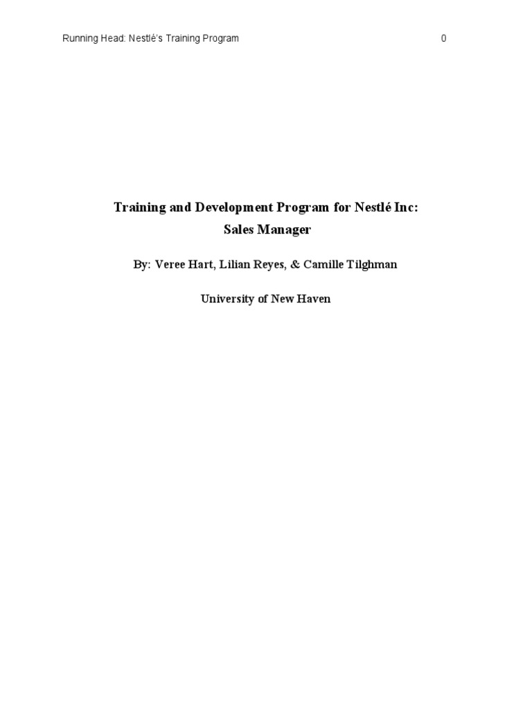 Training Development Program for Nestlé Inc. | PDF | Sales | Self Efficacy