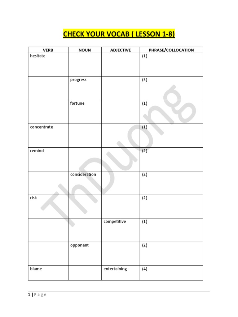 Check Your Vocab | PDF | Grammar | Languages