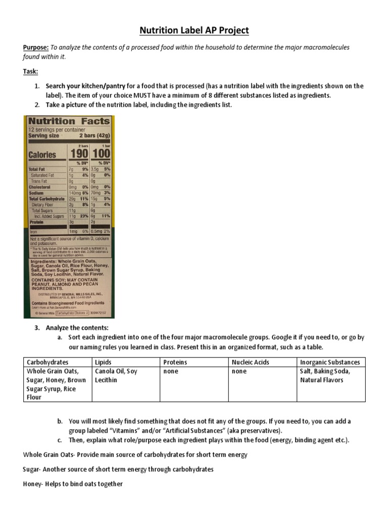 Nutrition Label Ap Project | PDF | Digestion | Carbohydrates