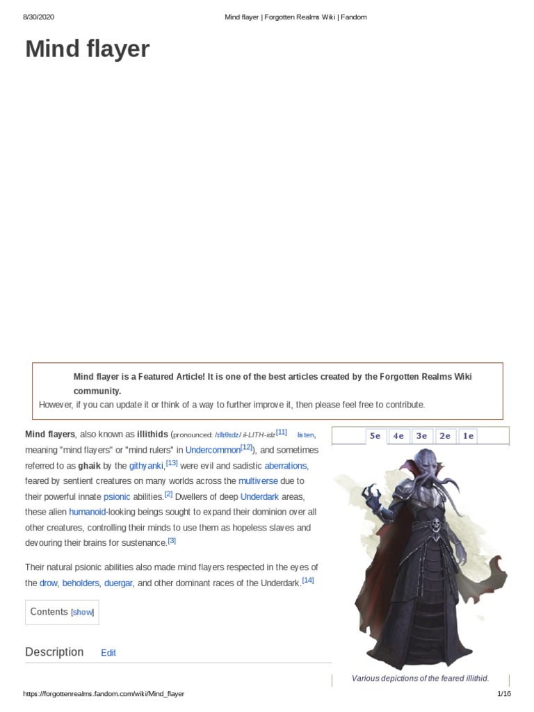 Mind Flayers: The Illithid Overview | PDF | Forgotten Realms | Fantasy ...