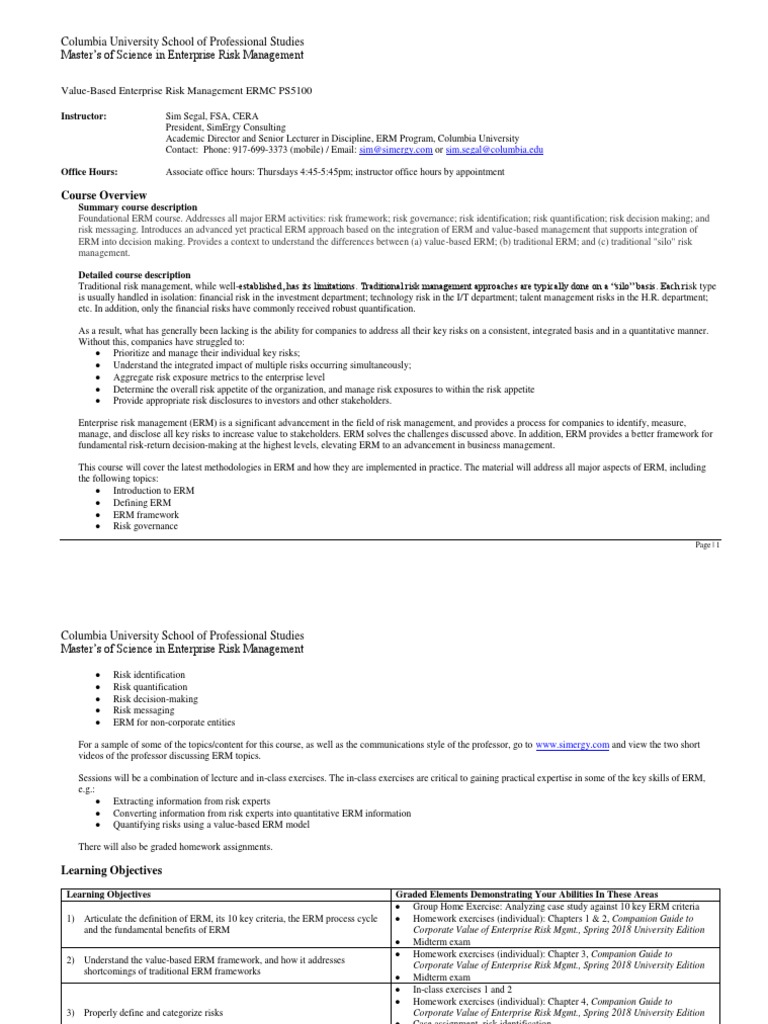 Columbia University School of Professional Studies Master's of Science ...