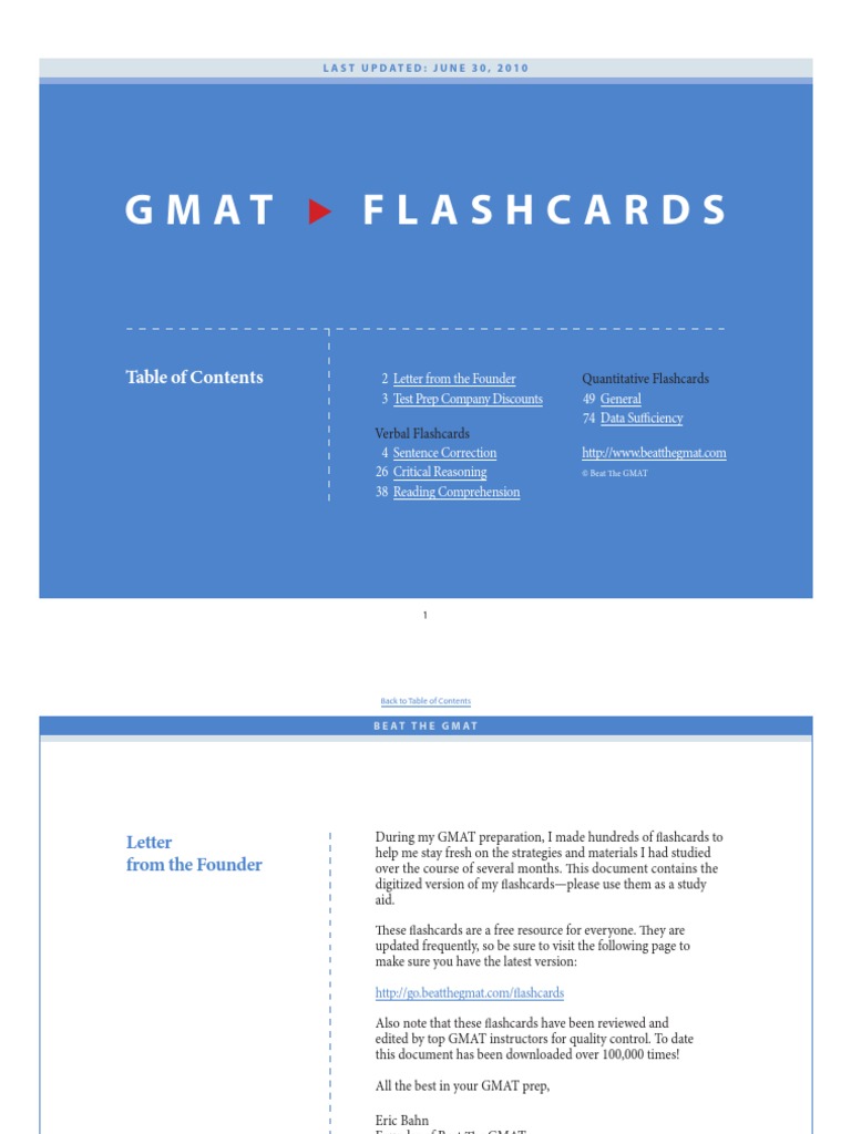 Free GMAT Flashcards | PDF