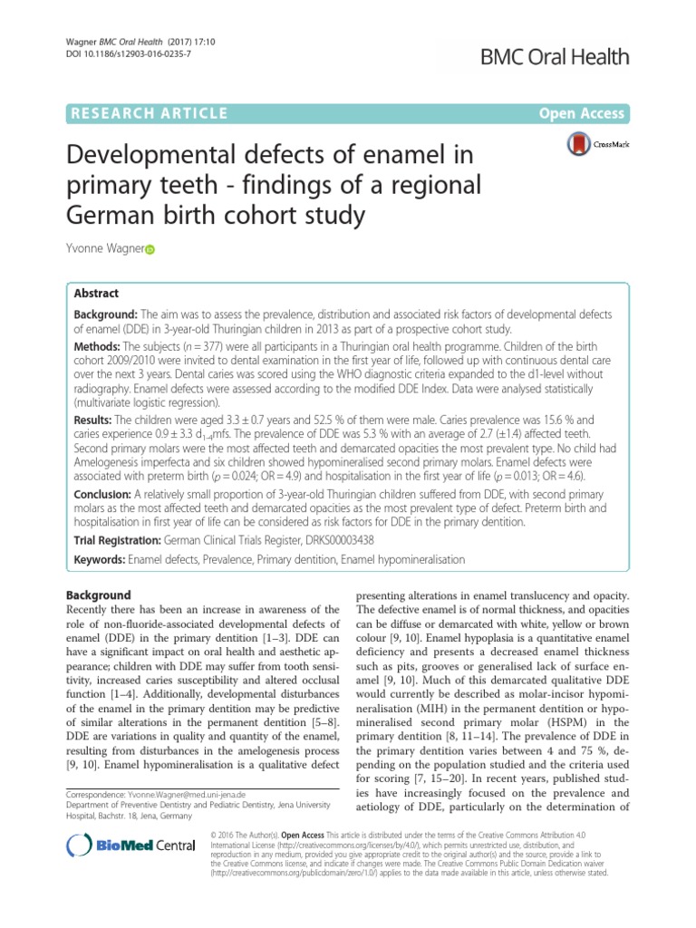 Developmental Defects of Enamel in Primary Teeth | PDF | Preterm Birth ...