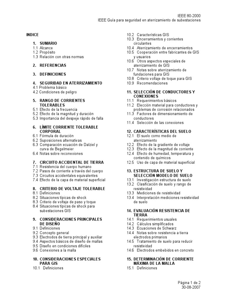INDICE IEEE 80 en Español | PDF | voltaje | Cantidad