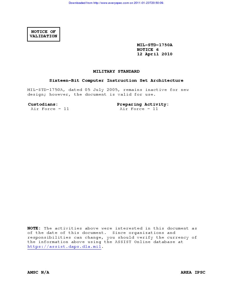 Mil STD 1750a - Notice 6 | PDF | Business | Technology & Engineering