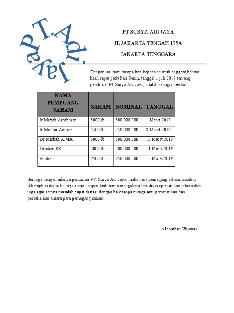 PT Surya Adi Jaya | PDF