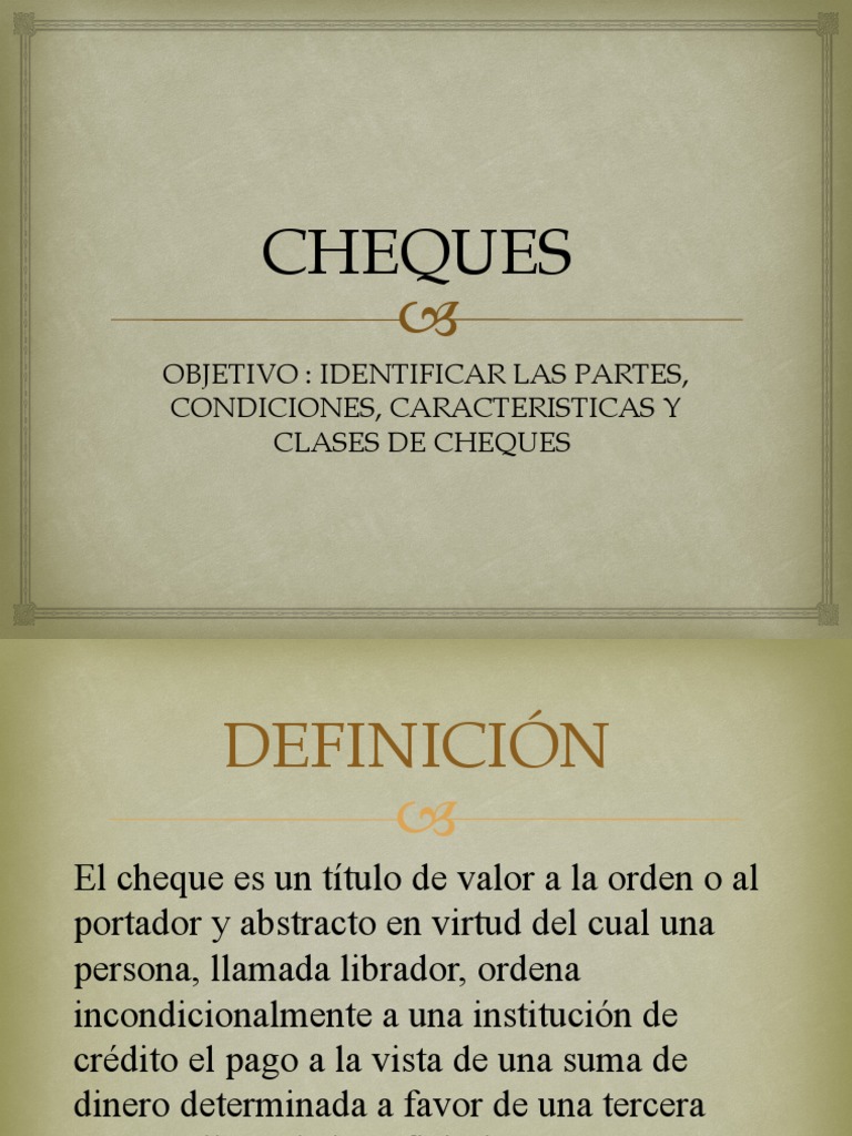 Las características y partes esenciales de los cheques | PDF | Cheque ...