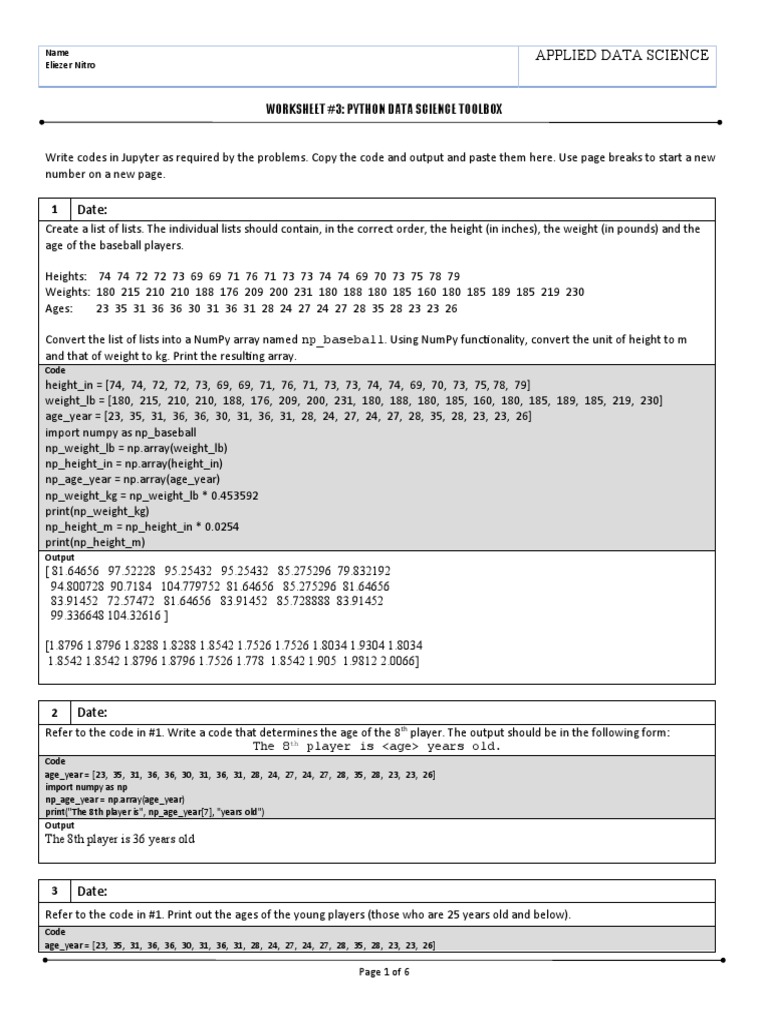WS#3 Python Data Science Toolbox - Nitro | PDF | Teaching Mathematics ...
