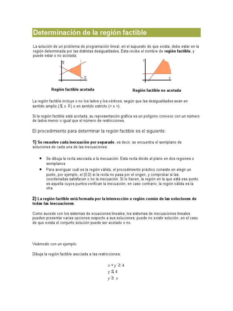 Determinación de La Región Factible | PDF | Programación lineal ...