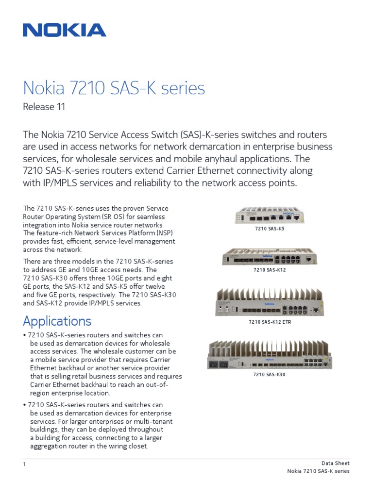 Nokia 7210 SAS-K Series: Applications | PDF | Multiprotocol Label Switching | Networking