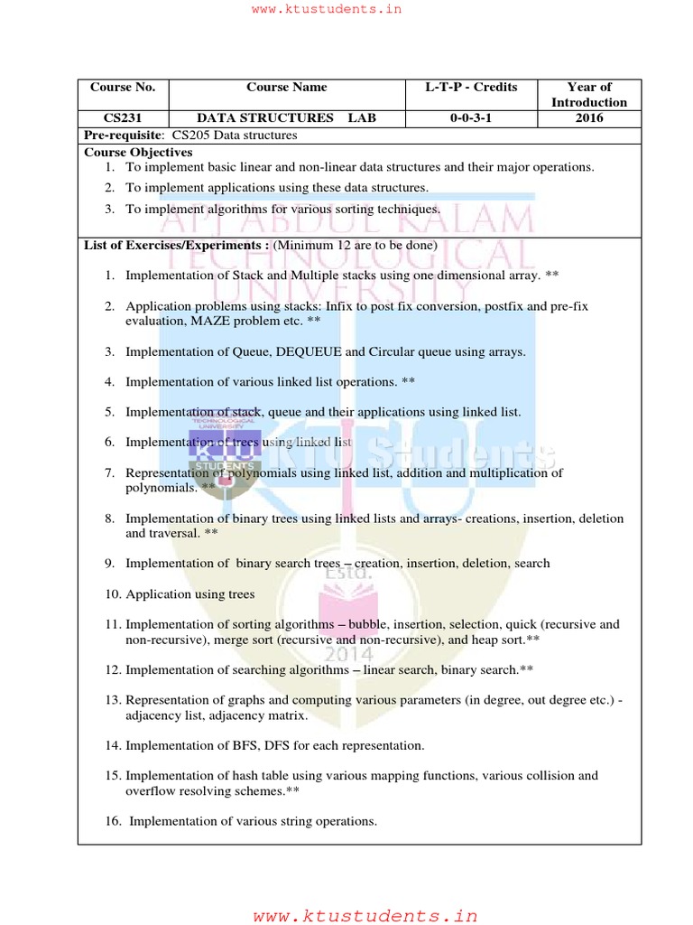 Cs231 Data Structures Lab Pdf Matrix Mathematics Queue Abstract Data Type 