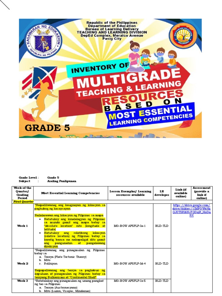 MELC Grade 5 | PDF