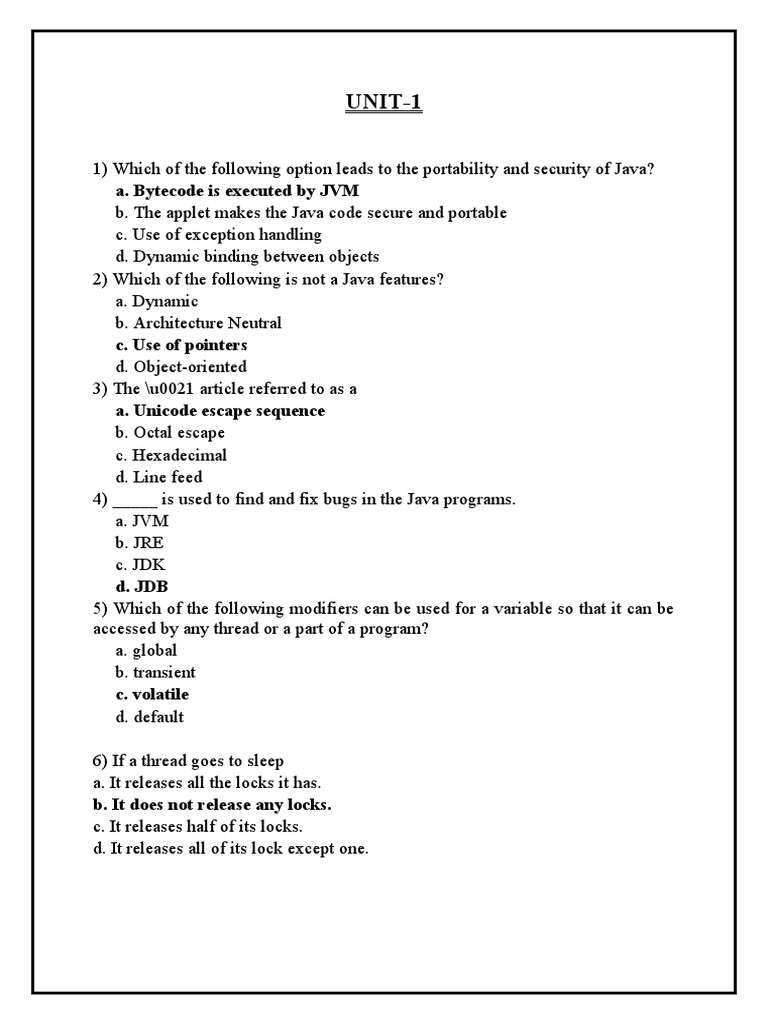 UNIT 1 Mcqs (IPT) | PDF | Java Virtual Machine | Java (Programming Language)