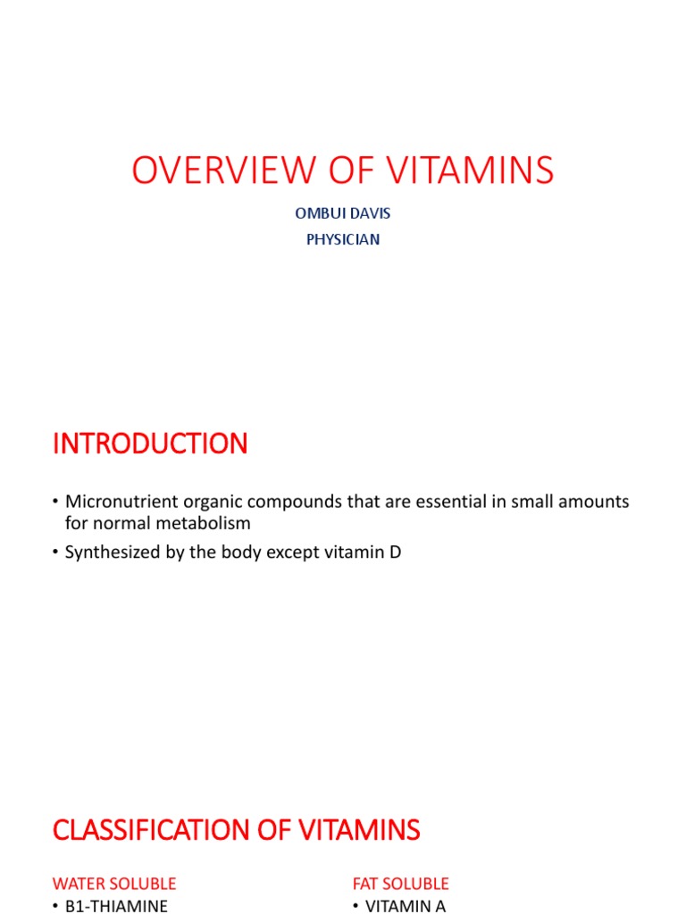 Overview of Vitamins | PDF | Vitamin C | Vitamin