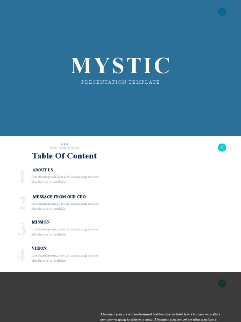 Mystic Powerpoint Template | PDF | Private Equity | Startup Company