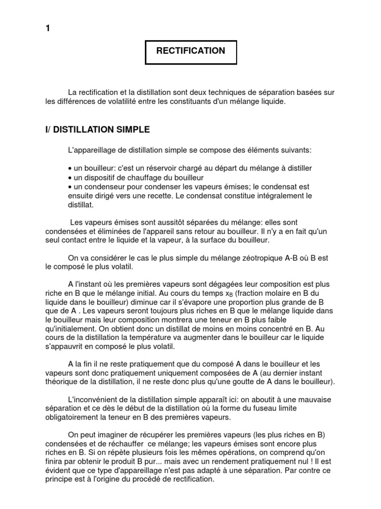 Distillation | PDF | Distillation | Opération unitaire