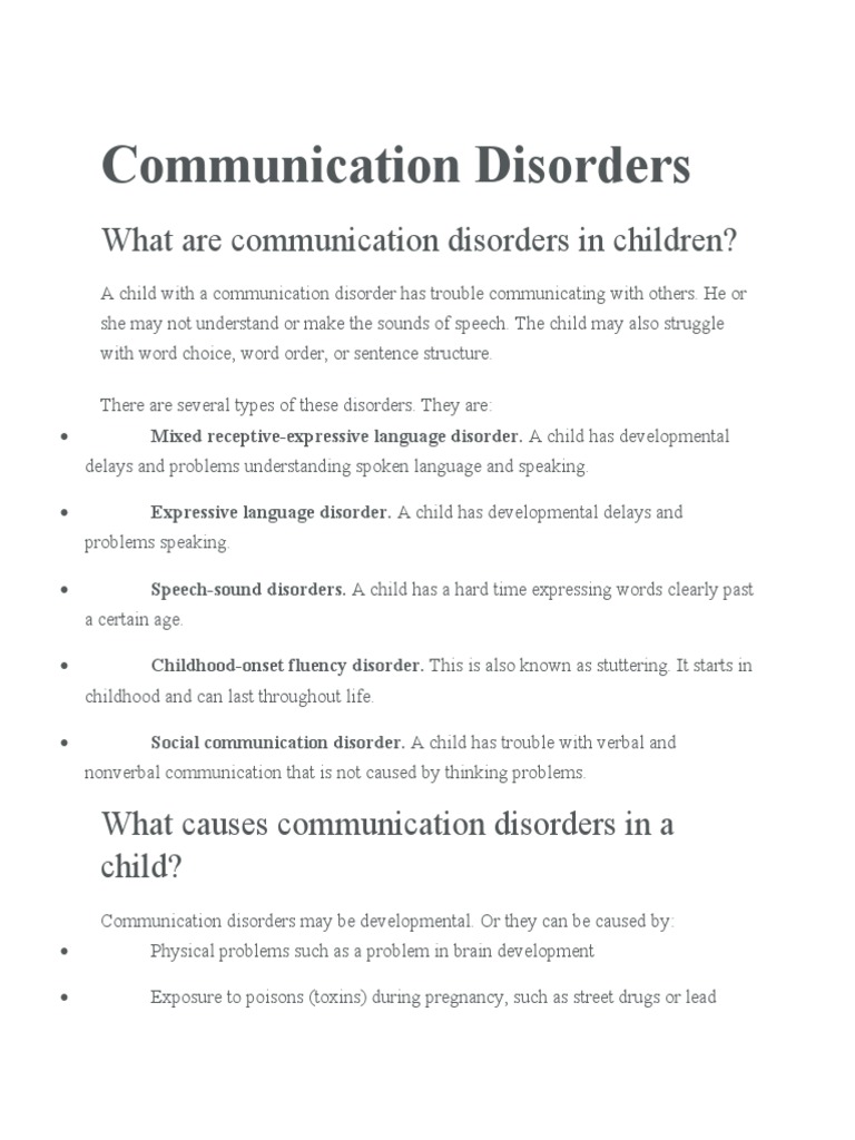 What Are Communication Disorders in Children? | PDF | Speech Language ...