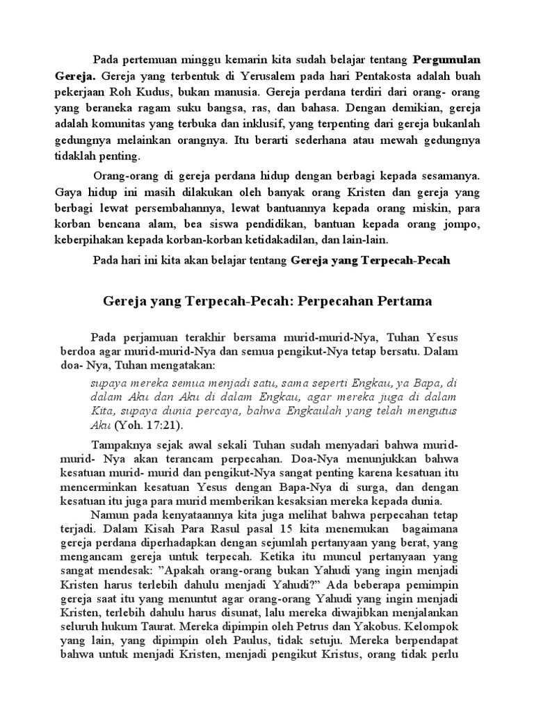 Penyebab Perpecahan Gereja Perdana | PDF