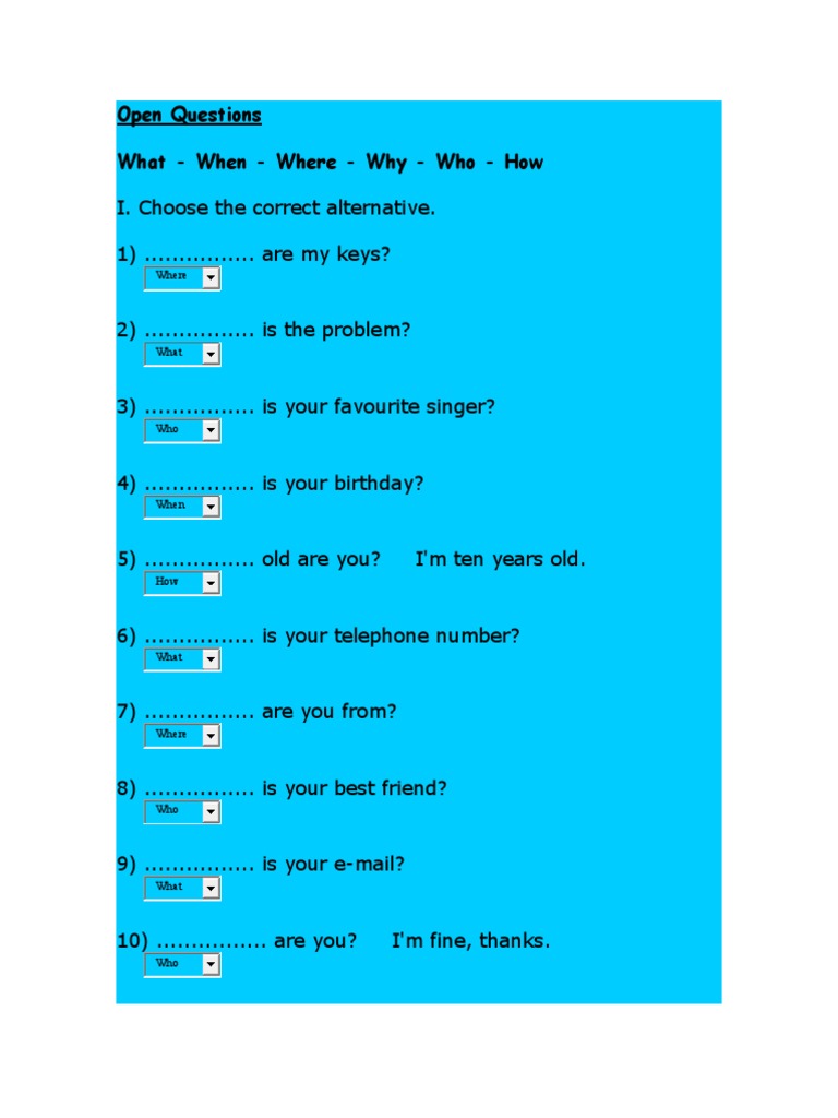 Open Questions What - When - Where - Why - Who - How | PDF