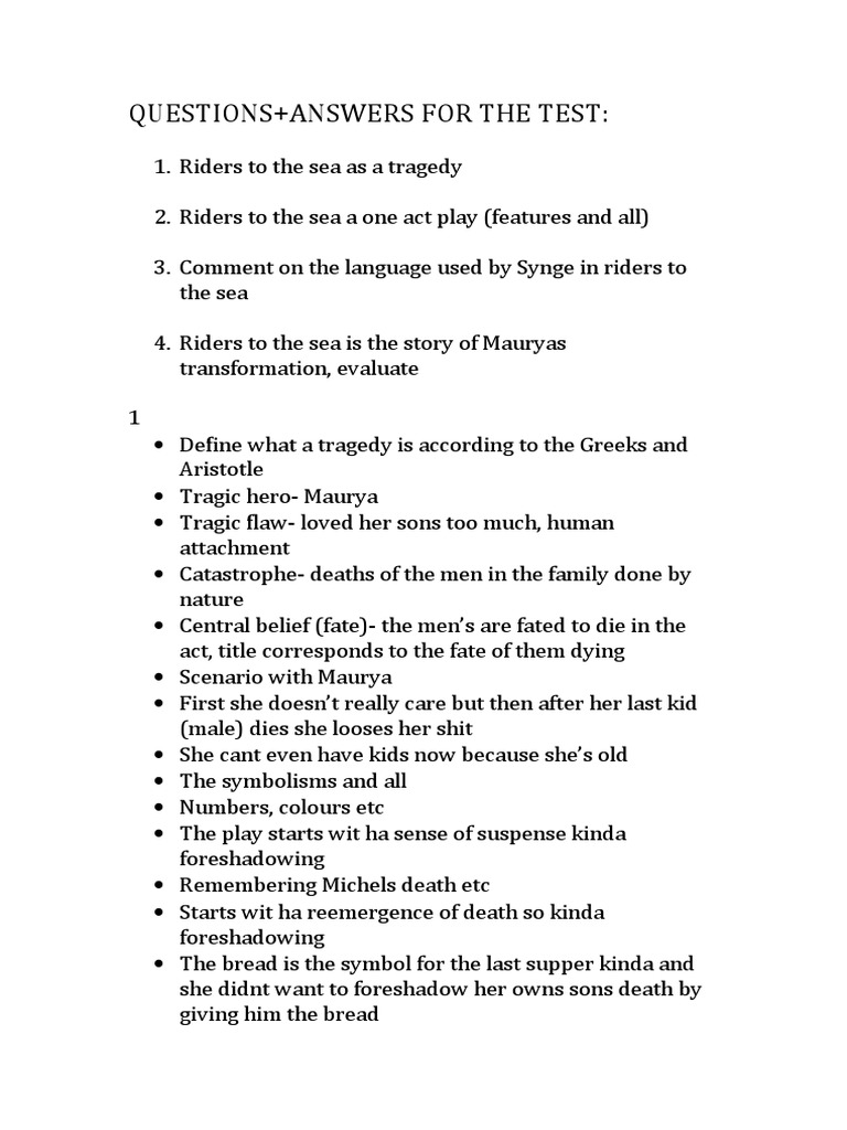 Questions+Answers For The Test | PDF | Tragedy