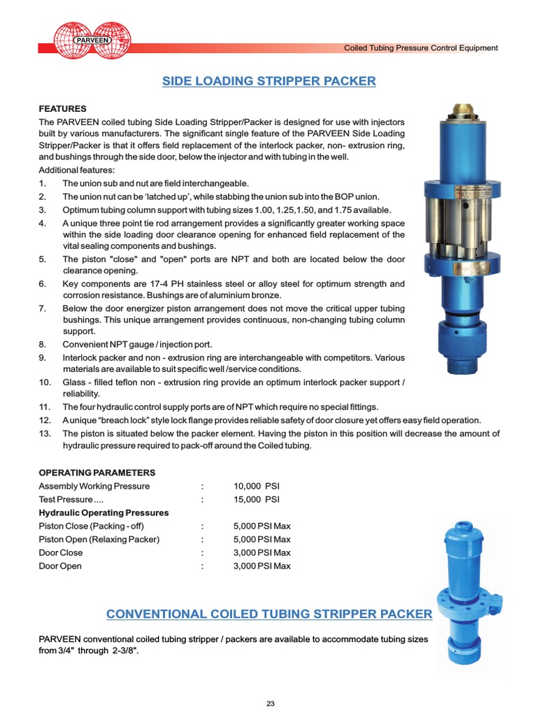 Side Loading Stripper Packer: Features | PDF | Pipe (Fluid Conveyance ...