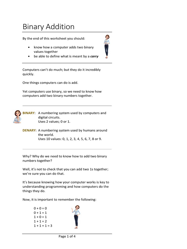 Binary Addition PDF | PDF | Theoretical Computer Science | Arithmetic Binary Addition PDF | PDF | Theoretical Computer Science | Arithmetic