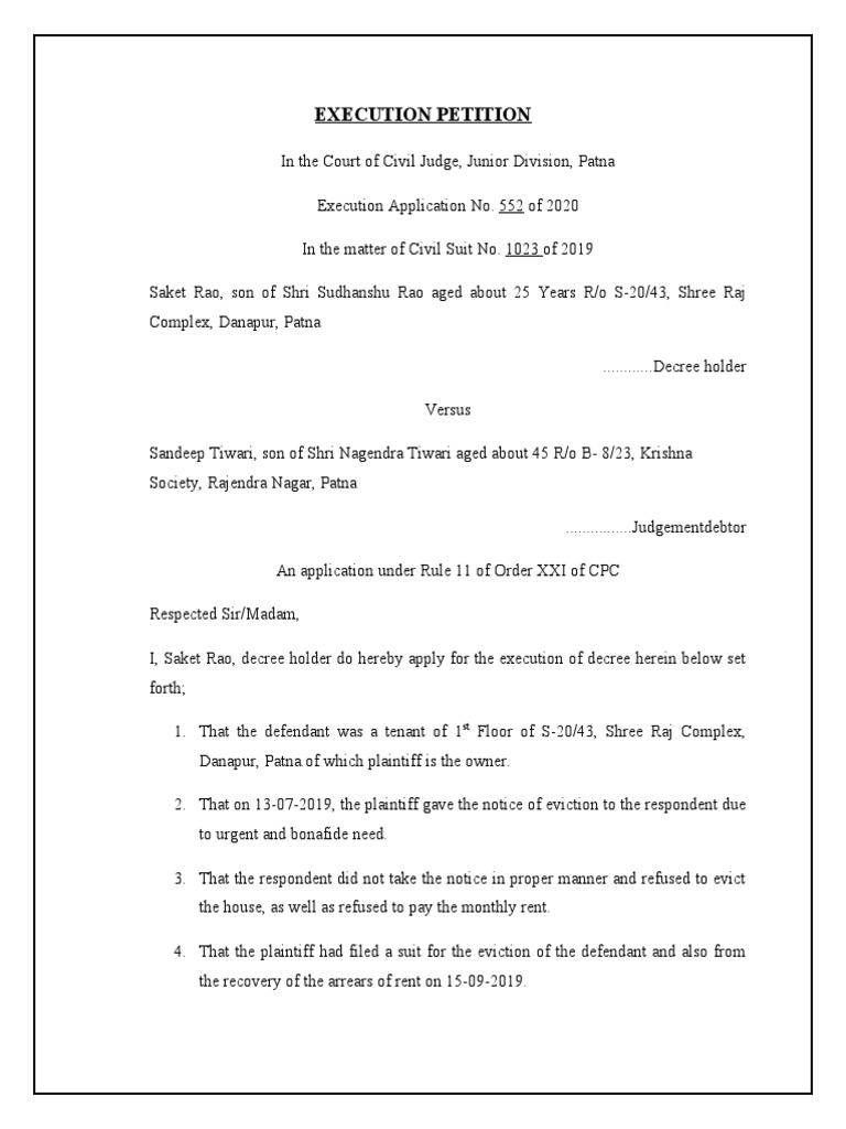 Execution Petition | PDF | Lawsuit | Virtue