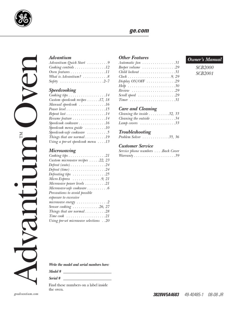 Advantium Owners Manual | PDF | Cookware And Bakeware | Oven