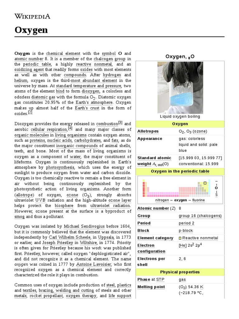 Oxygen | PDF | Oxygen | Molecular Orbital