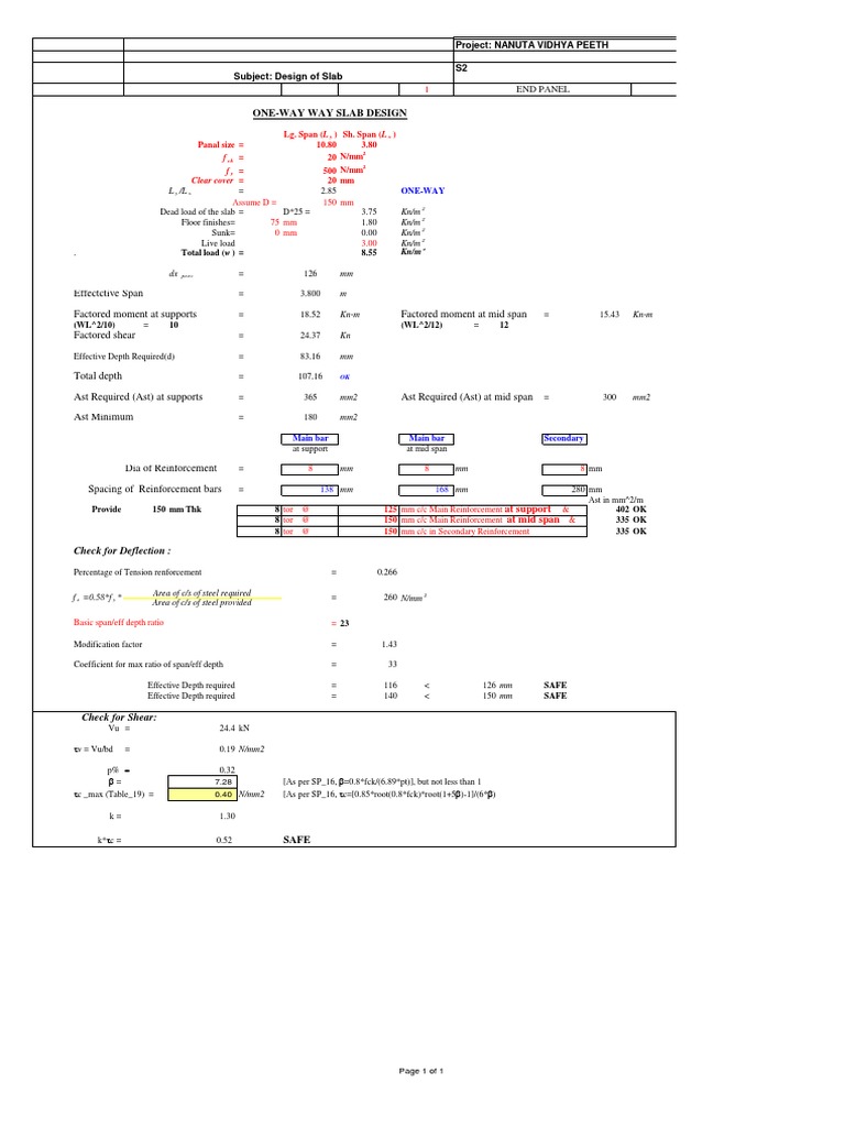 S2 Slab Calculation PDF | PDF | Building Technology | Civil Engineering