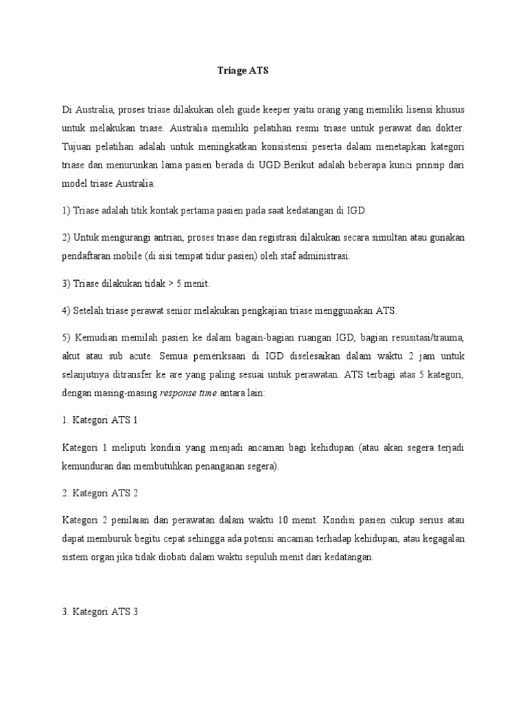 MENINGKATKAN PELAKSANAAN TRIASE BERDASARKAN ATS DI INDONESIA | PDF