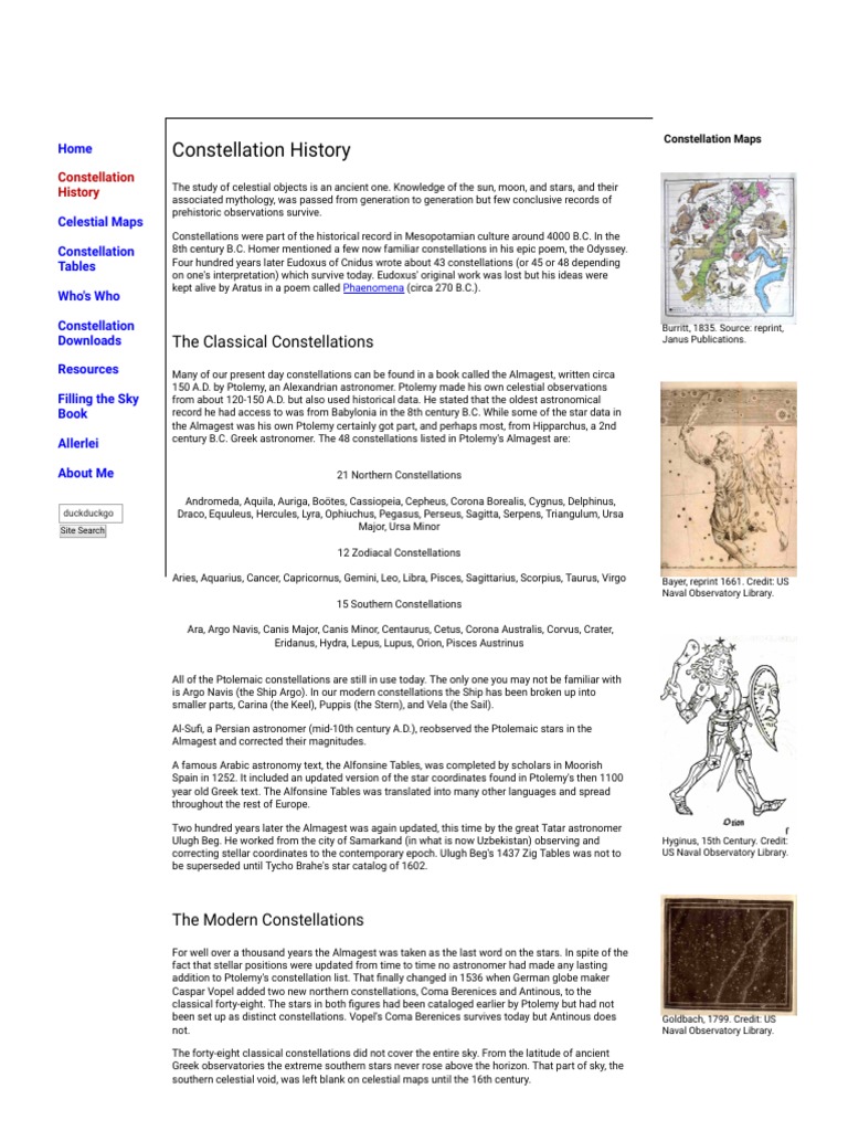 Constellation History - Modern Constellations PDF | PDF | Constellation ...