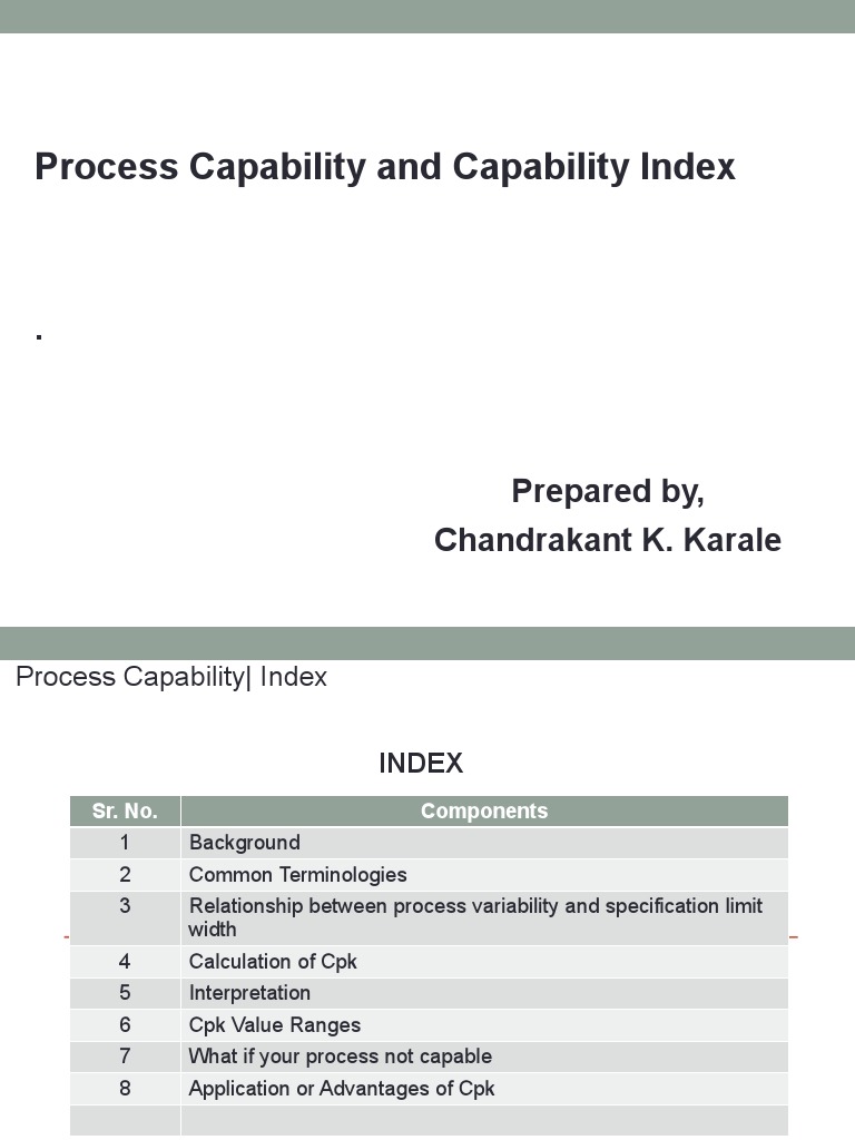 Process Capability and Capability Index | PDF | Standard Deviation | Statistics